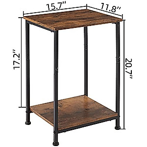 Somdot Side Table, End Table with Storage Shelf for Sofa Couch, Nightstand Bedside Table for Living Room Bedroom, Easy Assembly - Rustic Brown/Black