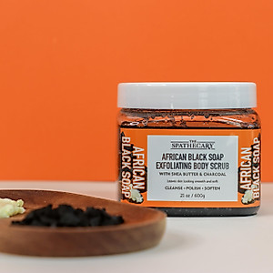 The Spathecary African Black Soap Exfoliating Body Scrub, 21 oz, Ultra Hydrating and Exfoliating Scrub for Nourishing Essential Body Care