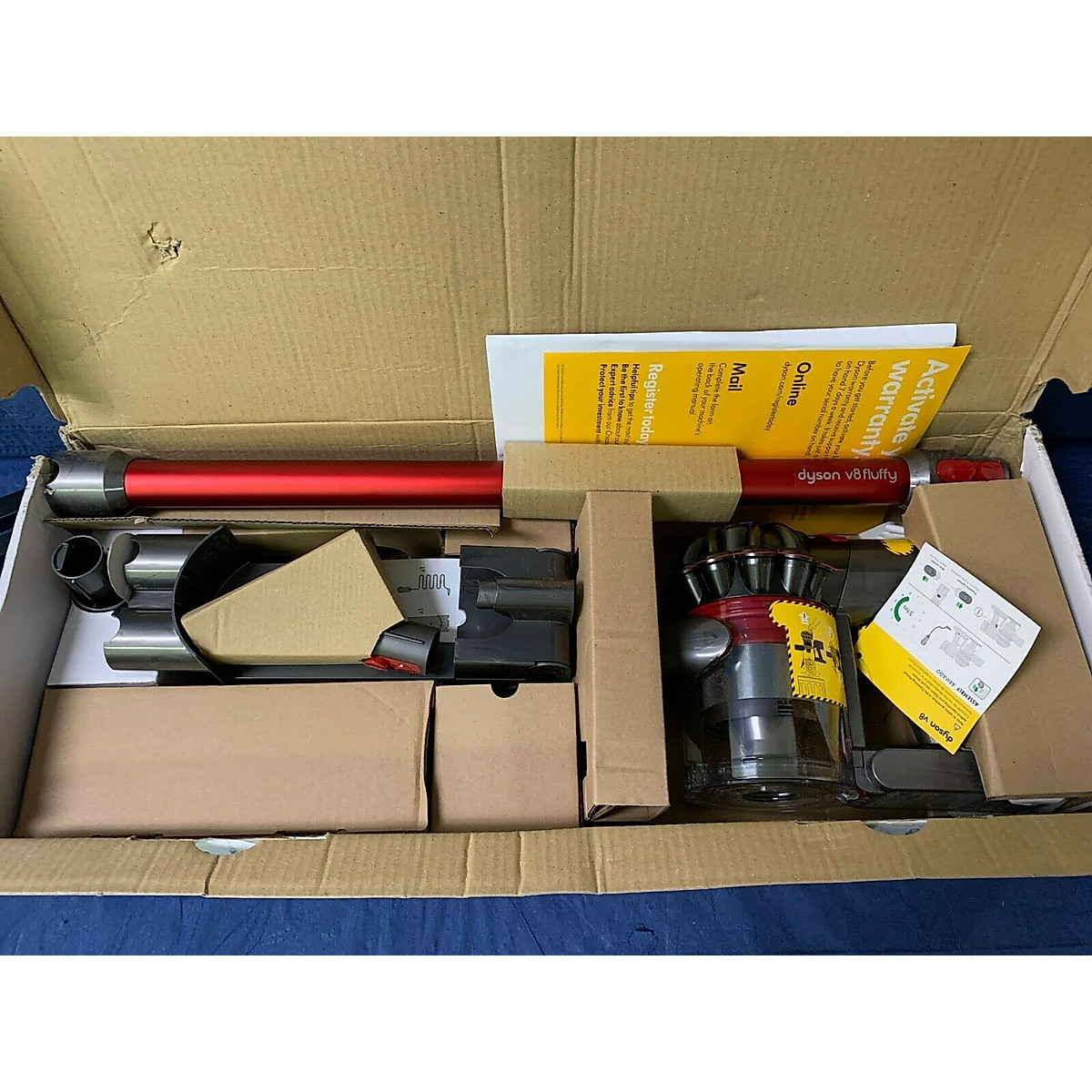 Dyson V8 Fluffy Cordless Vacuum Cleaner/Soft Roller Cleaner Head, Mini Soft dusting Brush,Crevice Tool,Mini Motorized Tool, Combination Tool with Docking Station