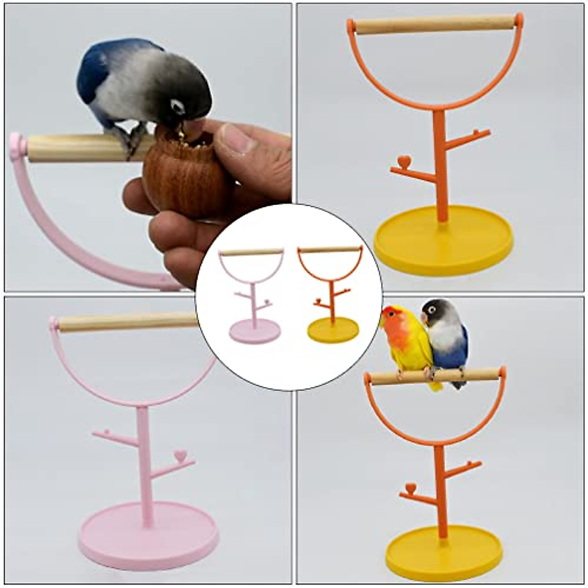 Ipetboom Wooden Toys Wooden Parrot Perches Stand Platform: 2Pcs Bird Playground Parrot Playstand Bird Hanging Swing Toy Parrot Bite Play Toy Birds Cage Accessories Desktop Toys Chew Toys