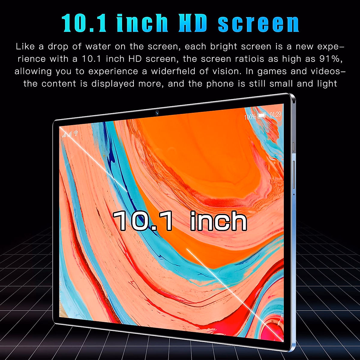 Airshi HD Tablet 1.5GHz Octa Core 5800mAh Rechargeable Blue 10.1 Inch Tablet 8GB RAM 256GB ROM for Business (US Plug)