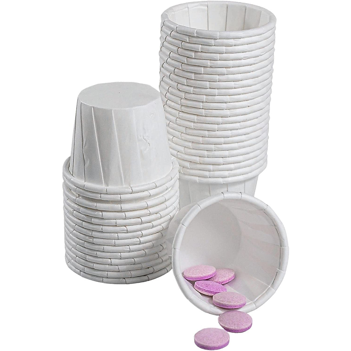 Vakly Disposable Paper Souffle Medicine Cups 3/4 oz [Pack of 500] – (0.75 Ounce) Small Cups for Medication Distribution, Pills, Tasting, Condiments, Food and Dessert Serving