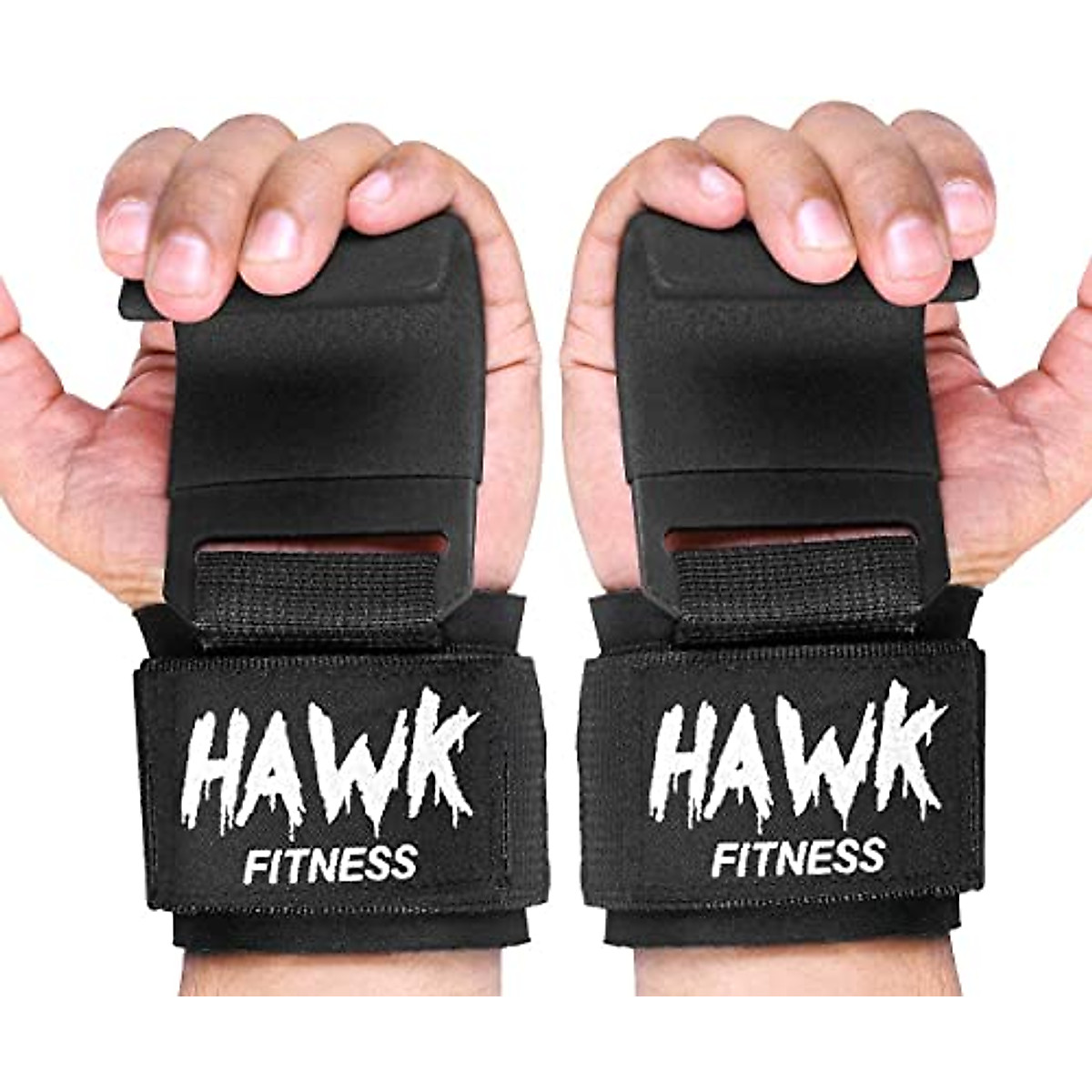 HWK Sports Weightlifting Hooks with Wrist Straps for Men & Women, Black, Padded Lifting Hooks with Heavy Duty Lifting Straps Ideal for Weightlifting, Bodybuilding & Powerlifting Weights up to 700lbs
