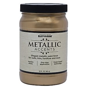 Rust-Oleum 253537 Metallic Accents Paint, Quart, Soft Gold