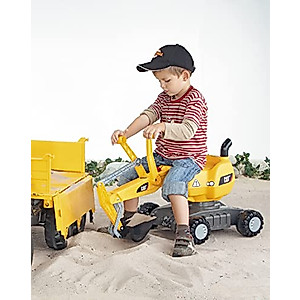 rolly toys CAT Construction Ride-On: 360-Degree Excavator/Shovel Digger, Youth Ages 3+ , Yellow