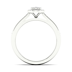 DZON Sterling Silver 1/5ct TDW Diamond Halo Bridal Set
