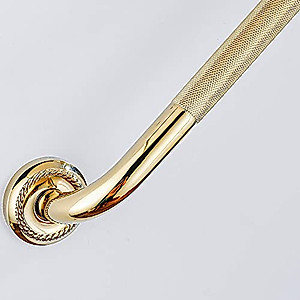 IMPEU Textured Shower Grab Bar, 12-Inch Bathroom Support Rails, Stylish Safety Armrest Hand Rail, Polished Brass/Gold Finish, Good for Senior, Kids, Elderly