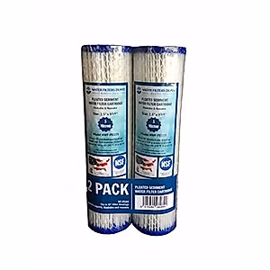 WFD, WF-PE105 2.5"x9-3/4" 5 Micron Pleated Sediment Water Filter Cartridge, Fits in 10" Standard Size Housings of Undersink RO or Filtration Systems (2 Pack, 5 Micron)