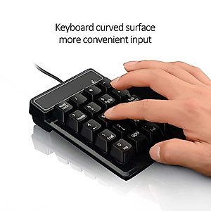 Kadaon USB Number Pad, 19 Keys Waterproof Silent Numeric Keypad with Mini USB cable, for Laptop/Notebook, Compatible with Windows System