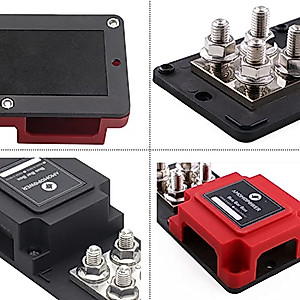 T Tocas Heavy Duty 400ABus Bar Power Distribution Block Ground Busbar Box 8XM10 (3/8") Terminal Studs Module Design 48V DC Black & Red Cover