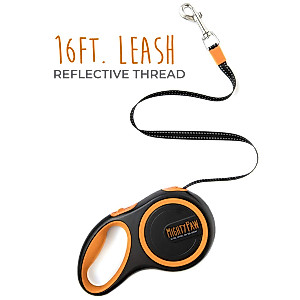 Mighty Paw Retractable Dog Leash - Enhanced Durability with Stainless Steel Coil - Reflective Stitching - One-Touch Lock - Secure Grip Leash - Long Dog Leash - Extend Leash - (Lite, Grey) - Grip Leash