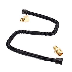 1/2" OD x 3/8" ID 24" Non-Whistle Flexible Flex Gas Line Connector Kit for NG or LP Fire Pit and Fireplace Hose - 1/2" Male Flare x 1/2" Male NPT Fitting End