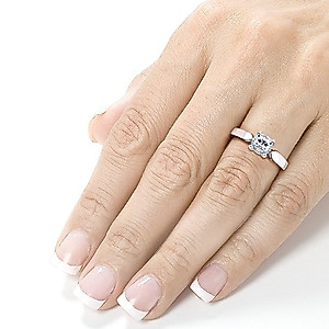Kobelli Round Moissanite Solitaire Engagement Ring 1 CTW 14k White Gold, Size 7, White Gold