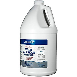 Life Line Pet Nutrition Wild Alaskan Fish Oil Omega-3 Supplement for Skin & Coat – Supports Brain, Eye & Heart Health in Dogs & Cats, 128oz