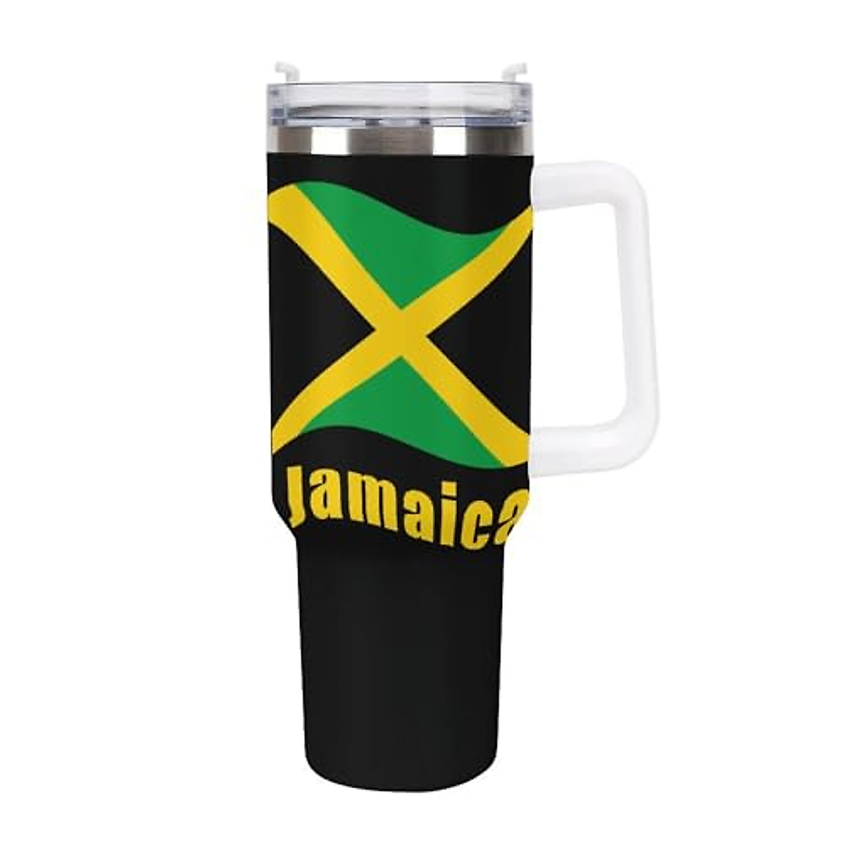 Jamaican Flag 40OZ Tumbler Stainless Steel Travel Mug Water Bottle Car Cup Tea Cups with Lid White-style
