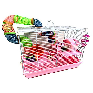 2 Floor Syrian Hamster Habitat Rodent Gerbil Mouse Mice Rats Animal Cage (19 x 12 x 15 H, Pink)