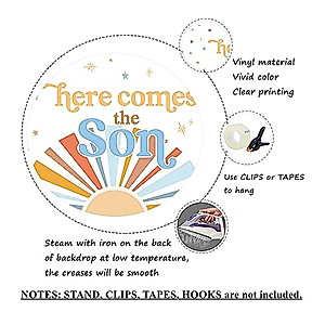 Sunshine Baby Shower Backdrop for Boys Boho Here Comes The Son Baby Shower Party Decorations Boy Sonshine Shower Decor Banner Photobooth Supplies 5x3ft