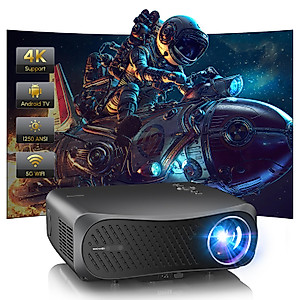 Full HD Projector with WiFi and Bluetooth,10000LM Native 1080P 5G Wireless Projector,200” Smart Movie Projector,Support 4K Zoom Phone Synchronization,Compatible w/ Laptop PC DVD Player TV Stick HDMI