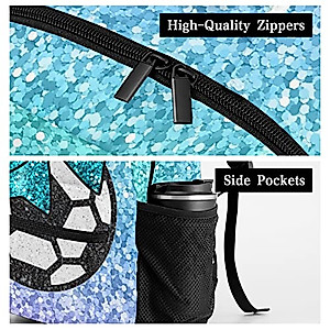 NZOOHY Blue Glitter Soccer Bow Personalized Kids School Backpack Custom for Boys Girls Primary Daypack School Bookbag Travel Bag
