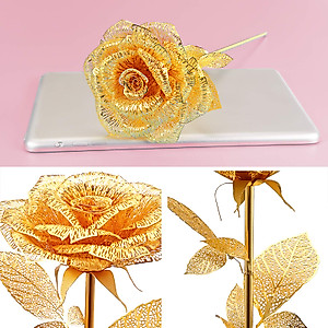 Piececool 3D Metal Puzzles Rose Flower Model Kits, Artificial Flowers Metal Building Blocks DIY 3D Puzzle for Adults, for Father Mothers Valentines Day, 15Pcs Gold