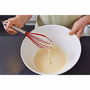 Silicone Whisk Set of 3 - Stainless Steel & Silicone Non-Stick Coating – Colored Balloon Egg Beater for Blending, Whisking, Beating, Frothing & Stirring (12-inch, 10-inch & 8.5-inch)
