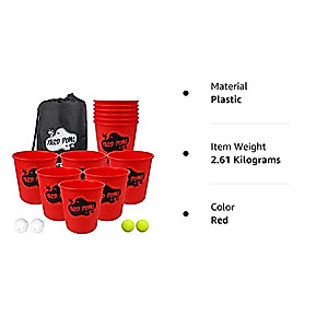 Juegoal Yard Pong, Outdoor Giant Yard Games Set for Adults and Kids, with 12 Buckets and 4 Balls, Toss Game Throwing Outside Family Game for Beach, Camping, Lawn and Backyard