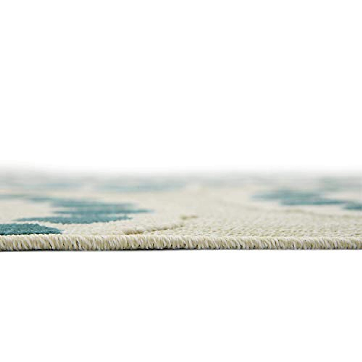 Unique Loom Modern Collection Geometric, Contemporary, Circles, Swirls, High-Low Pile, Indoor and Outdoor Area Rug, 7 ft x 10 ft, Ivory/Teal