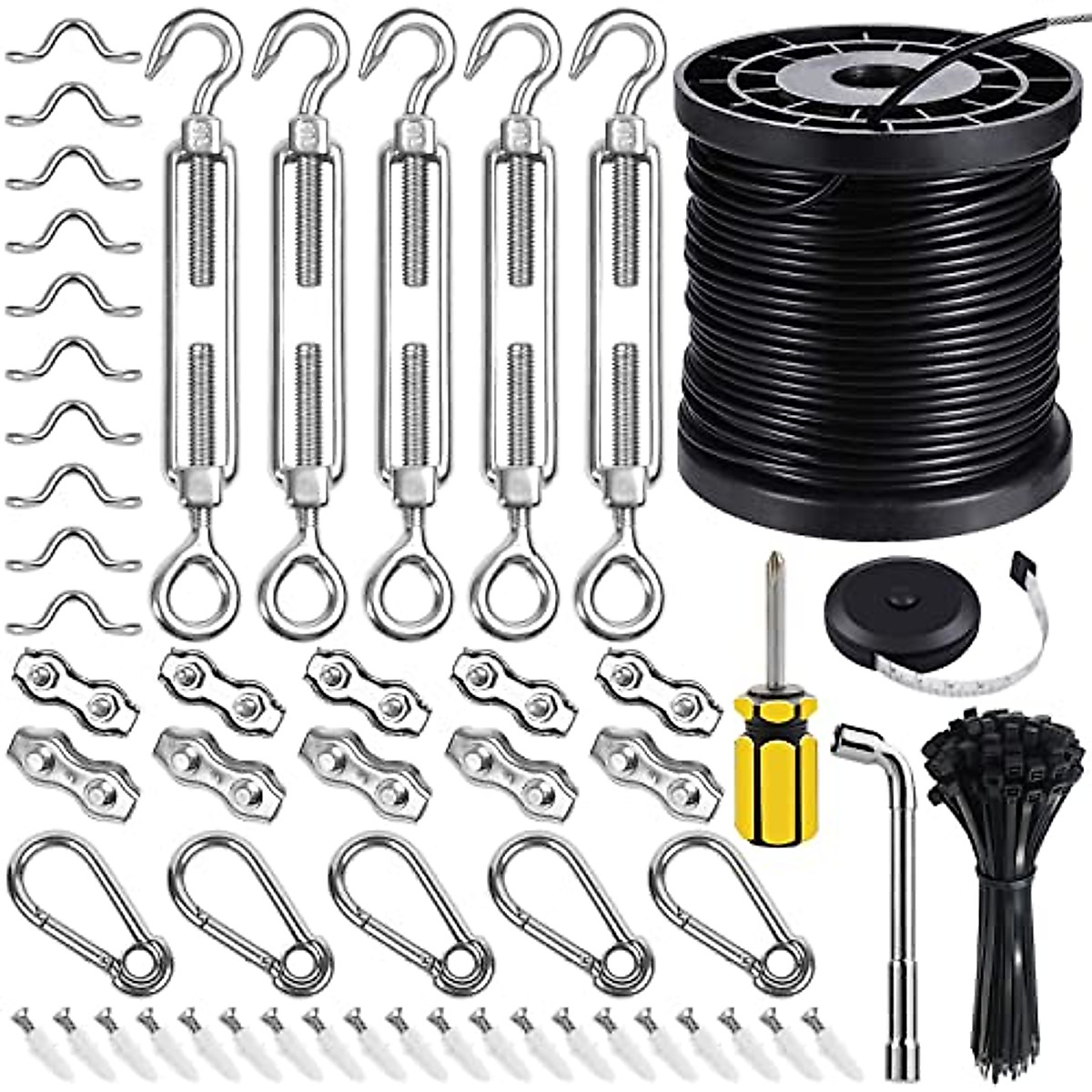 BLIKA Globe String Light Suspension Kit, Outdoor Light Guide Wire, 170FT Coated Stainless Steel 304 Rope, String Light Hanging Kits