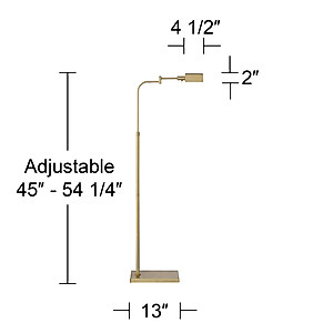 Possini Euro Design Keegan Traditional Swing Arm Pharmacy Floor Lamp 54 1/4" Tall Warm Gold Adjustable Metal Shade Decor for Living Room Reading House Bedroom Home Office House