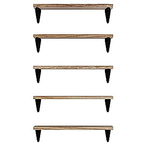 Wallniture Arras Floating Shelves for Wall, 17"x 4.5" Rustic Bookshelf for Living Room Decor, Bookshelves for Home Office, Burned Finish Storage Shelf Set of 5