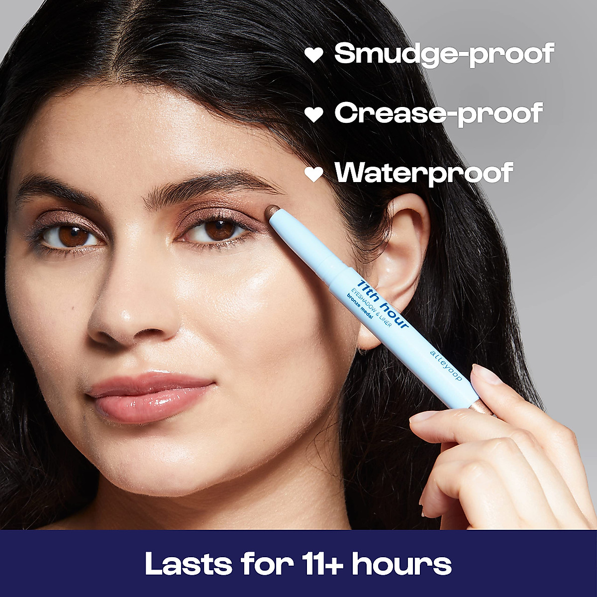 ALLEYOOP 11th Hour Cream Eye Shadow Sticks - Bronze Medal (Shimmer) - Award-winning Eyeshadow Stick - Smudge-Proof and Crease Proof for Over 11 Hours - Easy-To-Apply and Compact for Travel, 0.05 Oz