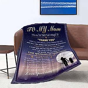 Wisegem Mom Gifts from Daughters - to My Mom Blanket 60"x50" - Gifts for Mom from Daughter - Mothers Day Blanket Gifts for Mom - Best Mom Ever Gifts - Valentine Birthday Gift Ideas