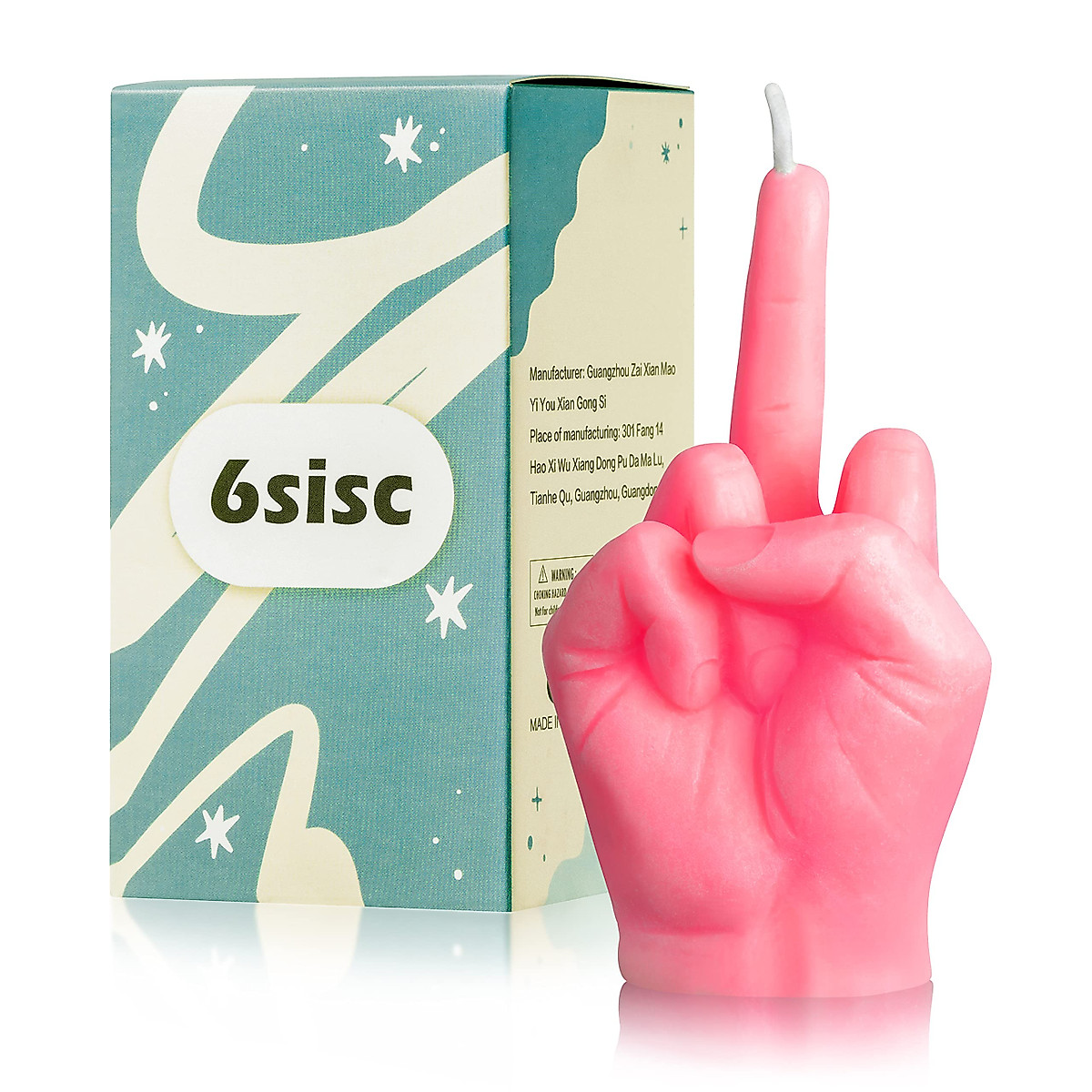 6sisc Middle Finger Scented Candle Hot Pink Danish Pastel Room Aesthetic Decor Pine Fragrance Candles Natural Vegan Soy Wax Hand Gesture Aromatherapy Candle for Home Bedroom Decoration Birthday Gifts