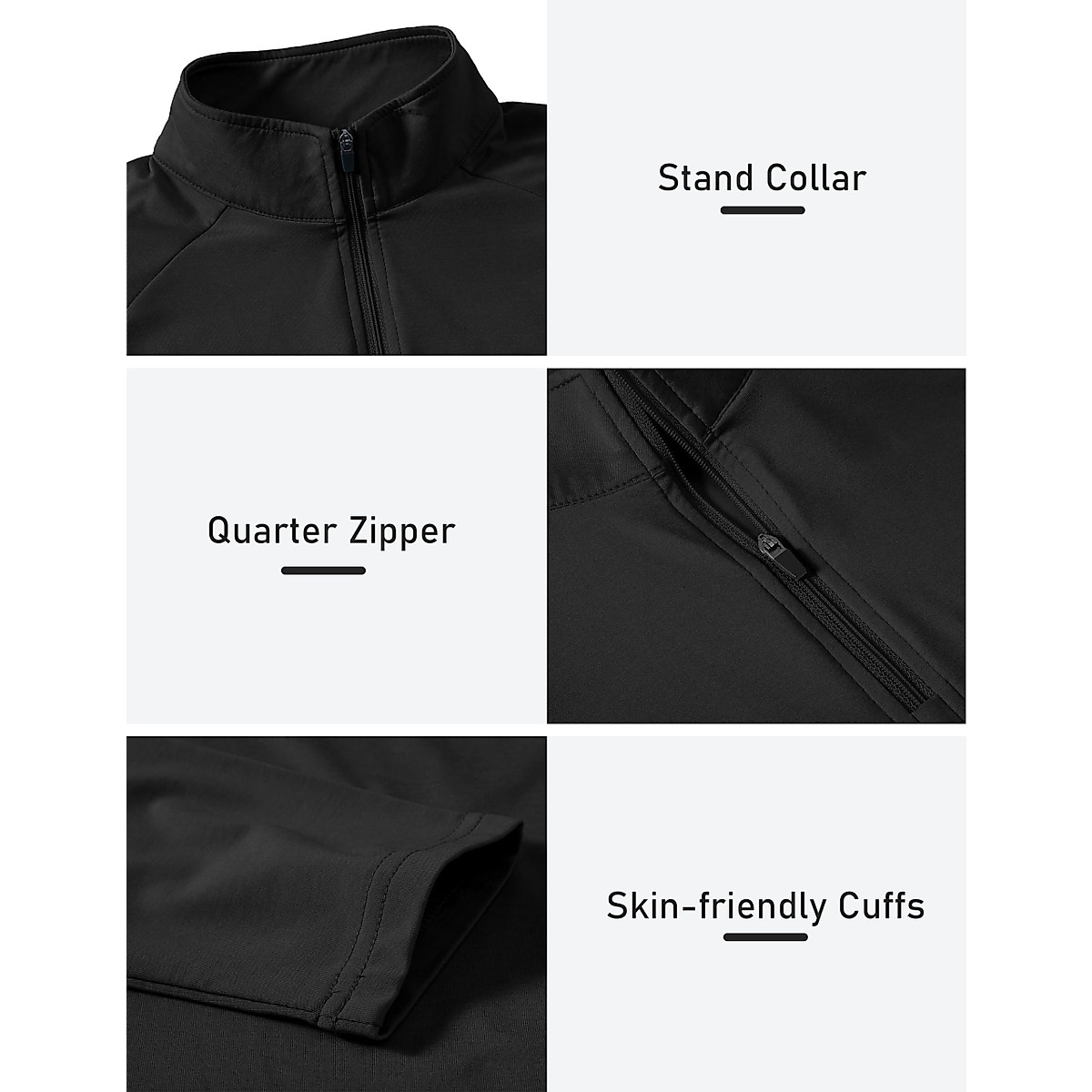 AjezMax Long Sleeve Zipper Shirts for Women Athletic Outdoor Running Tops Black L