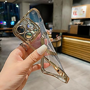 Mangix for iPhone 13 Pro Max Case,Magnetic Clear [Compatible with MagSafe] Camera Lens Protector Plating Luxury Cover for Women Girls Soft TPU Shockproof for Apple iPhone 13 Pro Max 6.7inch