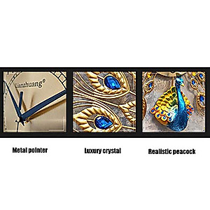 Crystal Living Room Clock Creative Personality Art Decoration Mute Quartz Hanging Clock,Home Decoration Peacock Wall Clock F 80x75cm(31x30inch)