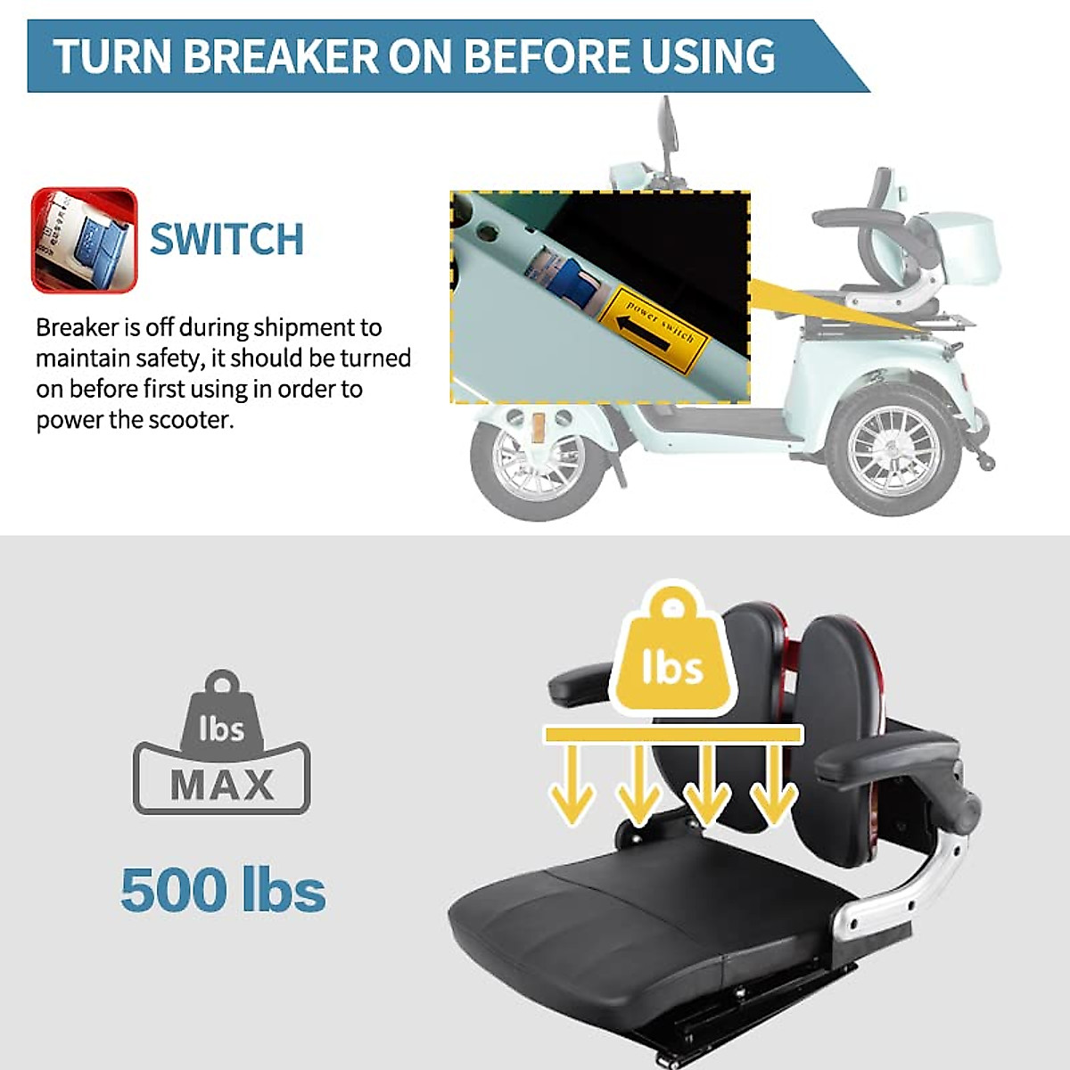 Mobility Scooters for Seniors, 4 Wheel Powered Mobility Scooters, Electric Wheelchairs for Adults, Electric Powered Wheelchair Device, Long Range Power Extended Battery for Travel（Green）