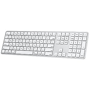 OMOTON Bluetooth Keyboard for Mac, Wireless Keyboard with Numeric Keypad, Multi-Device, Rechargeable, Compatible with MacBook Pro/Air, iMac, iMac Pro, Mac Mini, Mac Pro Laptop and PC (Silver)