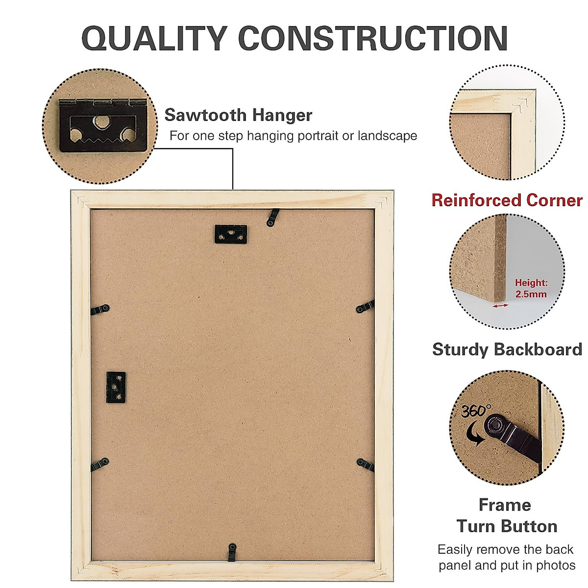 Golden State Art, 11x14 Black Photo Wood Frame with Real Glass and White Mat for 8x10 Picture