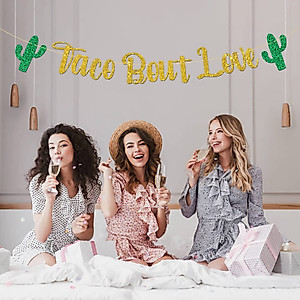 MonMon & Craft Taco Bout Love Banner / Mexican Fiesta Themed Bridal Shower / Engagement Party Decor / Bachelorette / Wedding Party Decorations Rose Gold Glitter