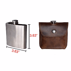 Hide & Drink, Liquor Flask Holder with Adjustable Strap (Bottle not Included) Travel Accessory, Full Grain Leather, Handmade, Bourbon Brown
