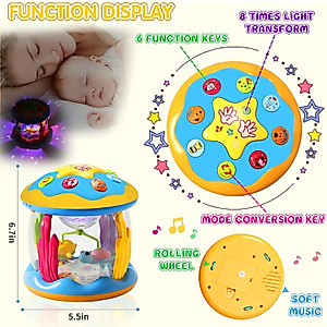 Furktem Baby Toys 12+ Months Ocean Rotating Projector - Early Education Toys with Various Pacify Music/Light for 1 2 3+ Year Old Boys Girls Birthday