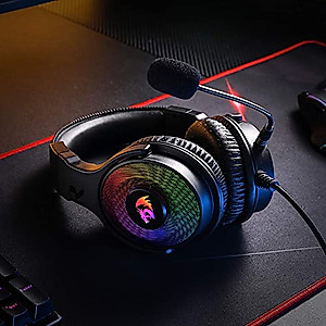Redragon H350 RGB Wired Gaming Headset, Dynamic RGB Backlight - Stereo Surround-Sound - 50MM Drivers - Detachable Microphone, Over-Ear Headphones Works for PC/PS4/XBOX One/NS