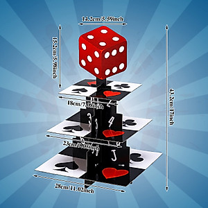 Ramede 2 Pcs Casino Theme Cupcake Stand Casino Party Decoration Cake Dessert Snacks Food Serving Tiered Tray Display 3 Tier Cupcake Holder Square Paper Tower Table Decor for Game Night Party Birthday
