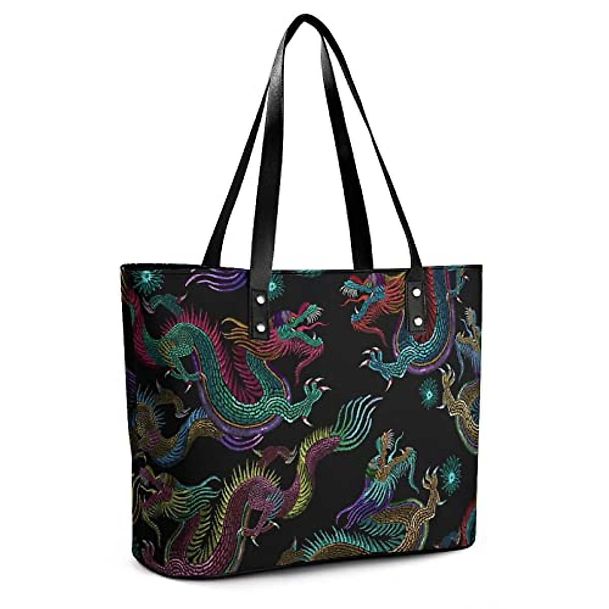 Womens Handbag Dragons Leather Tote Bag Top Handle Satchel Bags For Lady