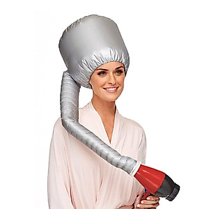 Bonnet Hair Dryer GUHEE Soft Bonnet Hood Hair Dryer Attachment, Adjustable Large Hooded Cap for Drying Styling Curling Deep Conditioning, Portable Hood Bonnet for Hand Held Hair Dryer
