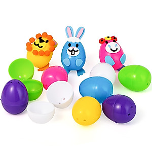 JOYIN 12 Sets Easter Eggs Decorating Craft Kit Toy for Kids, Easter DIY Animal Foam Craft Kits with Easter Eggs for Kids Easter Eggs Art Crafts Activities Easter Decorations, Easter Party Favors