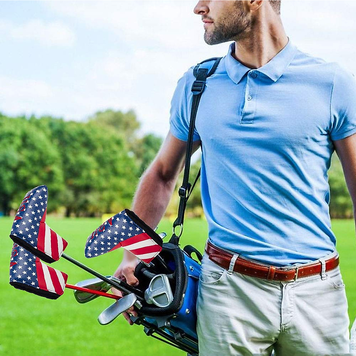 HIFROM Stars and Stripes Golf Putter Head Covers Putter Cover Blade Headcover for All Brands Blade