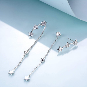 Star Earrings for Women Sterling Silver Star Jewerly Earwire Stud Earrings Gifts for Women