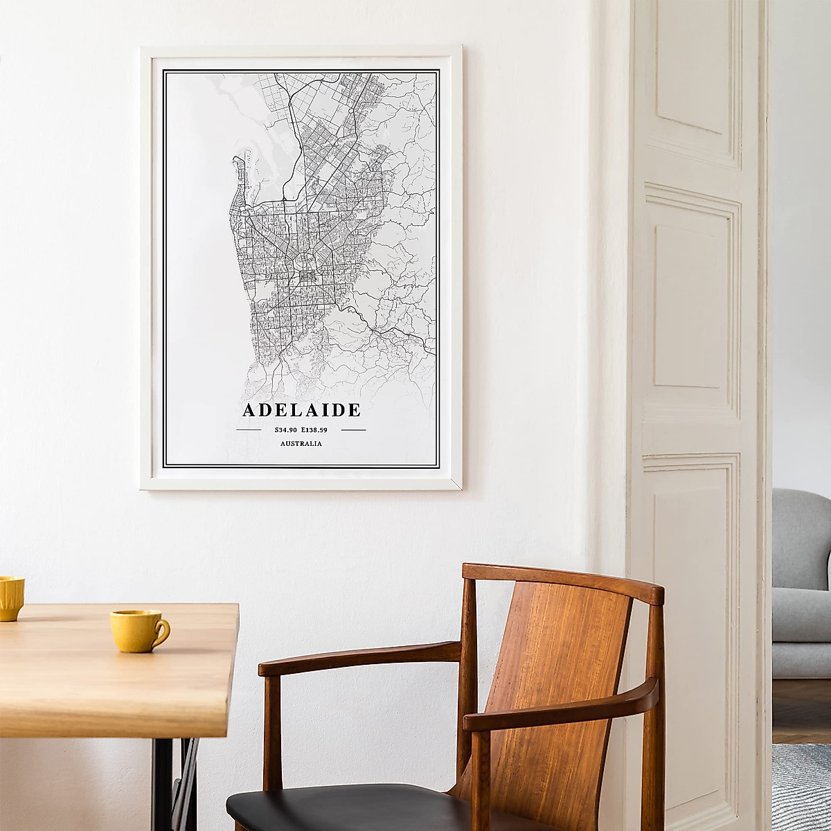 Dear Mapper Adelaide Australia View Abstract Road Modern Map Art Minimalist Painting Black and White Canvas Line Art Print Poster Art Print Poster Home Decor (Set of 3 Unframed) (16x24inch)